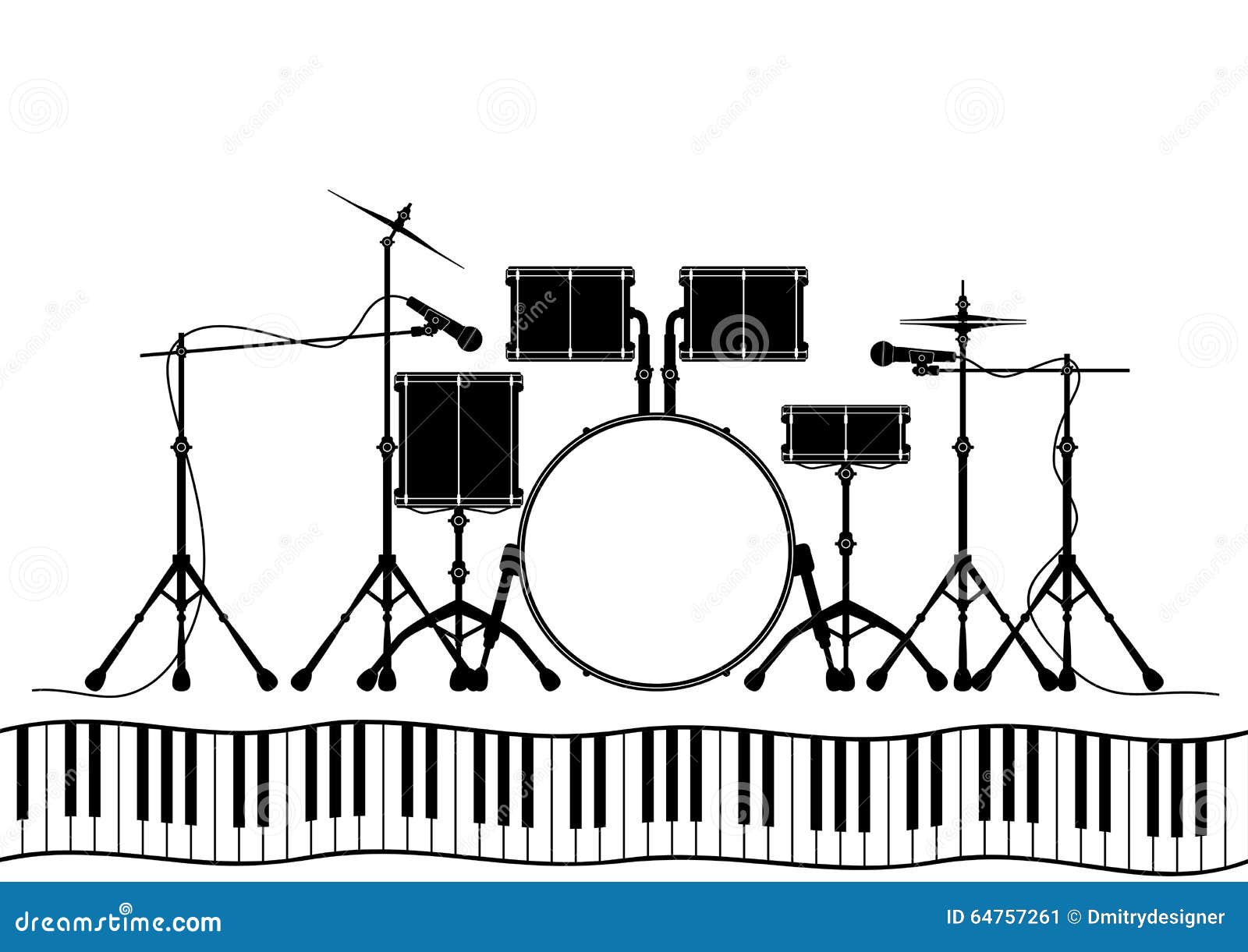 Drum set in vector stock vector. Illustration of vector - 64757261