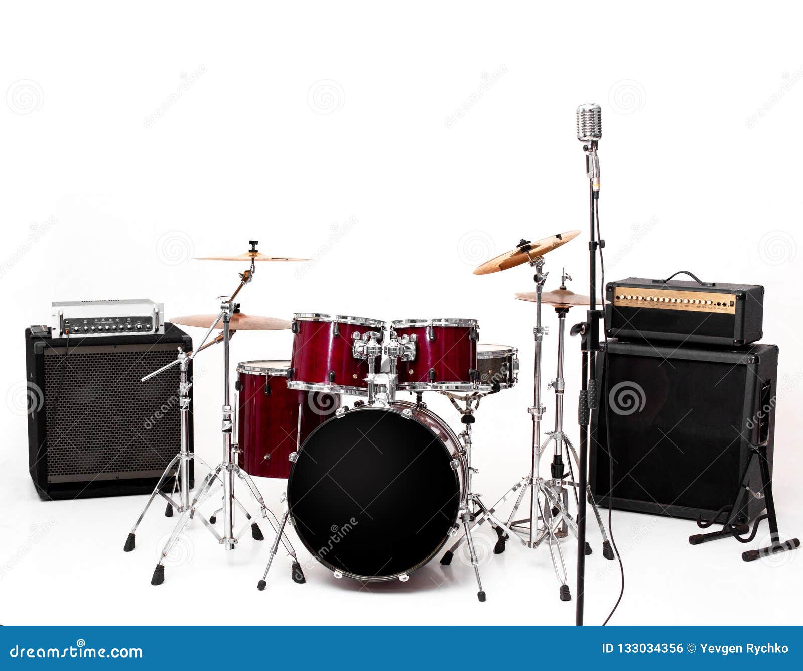 Drum Set on White Background. Musical Instruments Stock Photo - Image ...