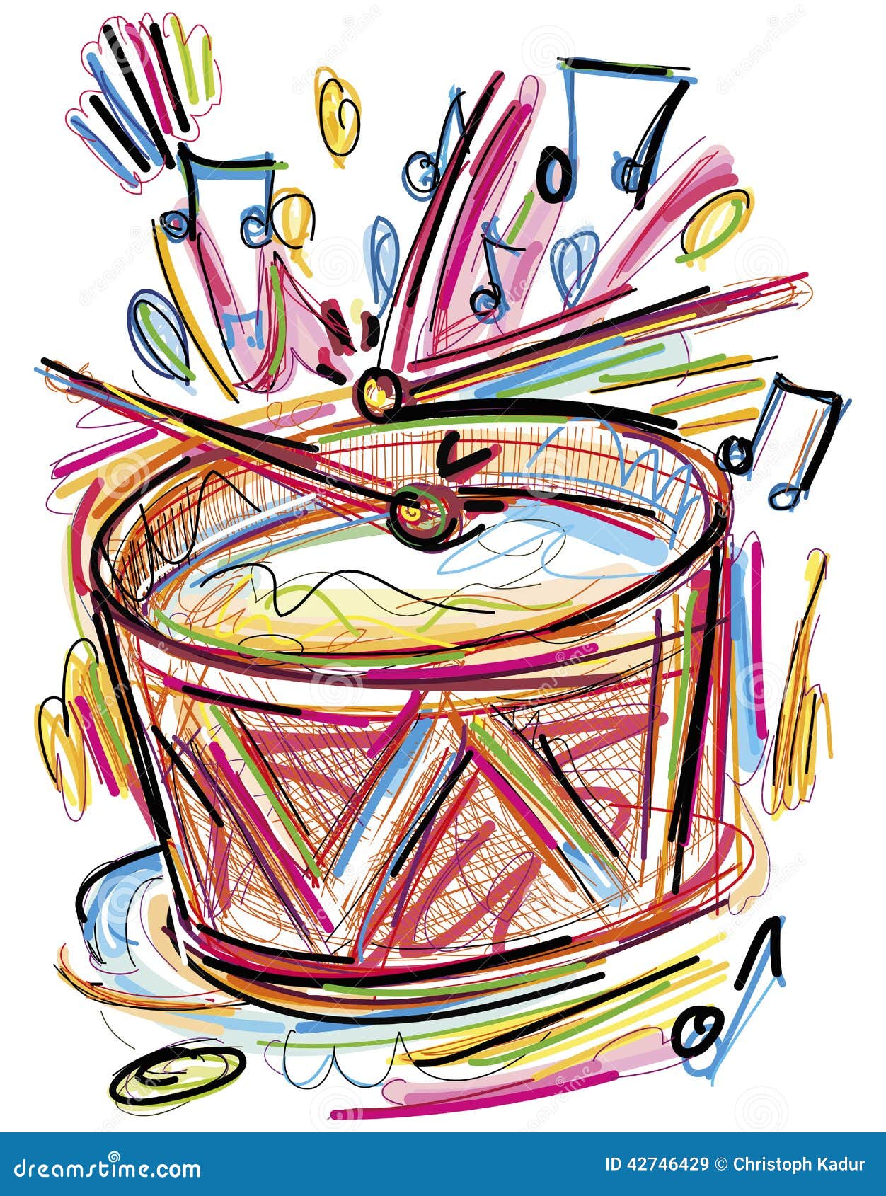Drum Sketch stock illustration. Illustration of drawing - 42746429
