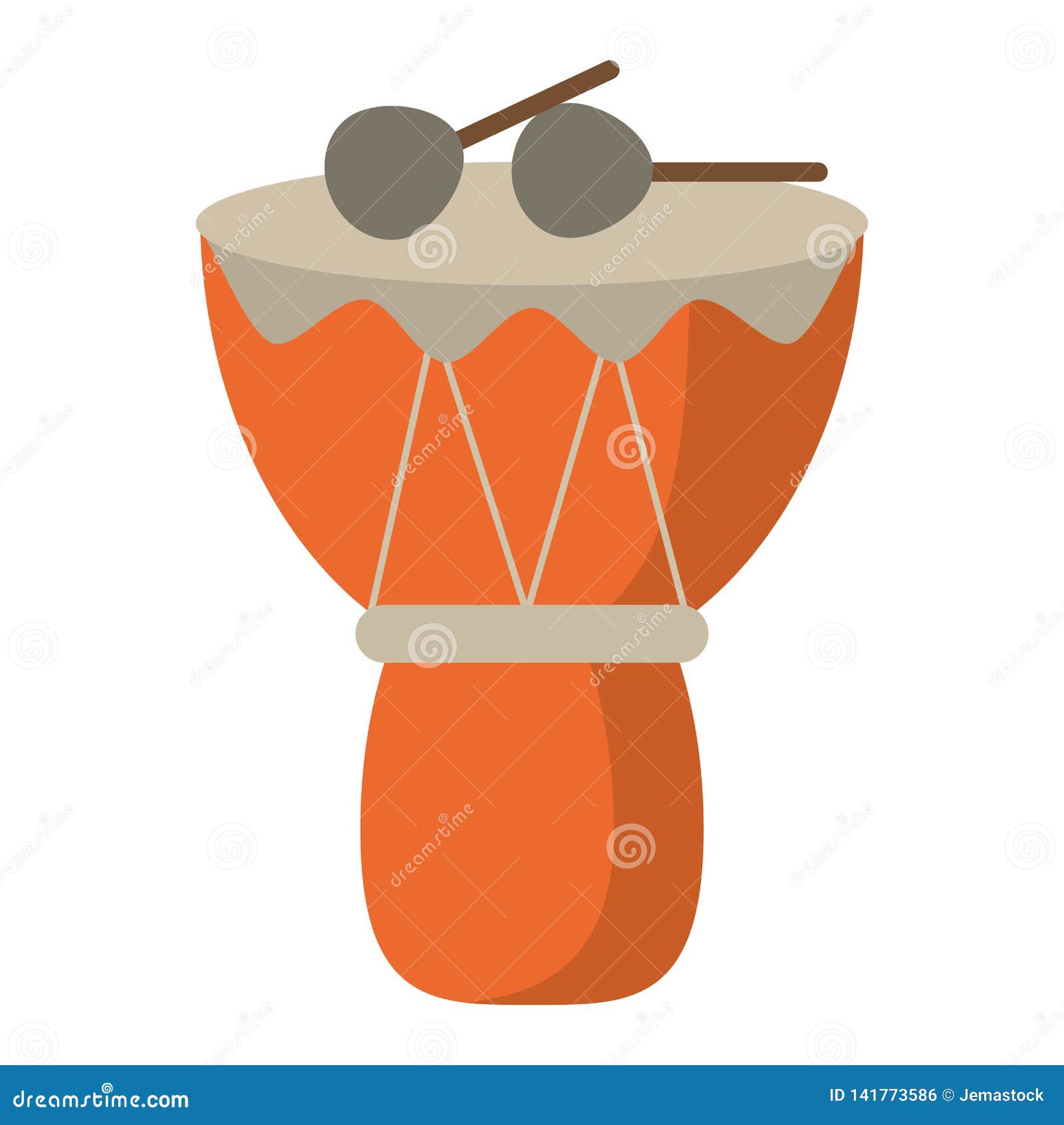 Drum and Sticks African Music Instruments Stock Vector - Illustration ...