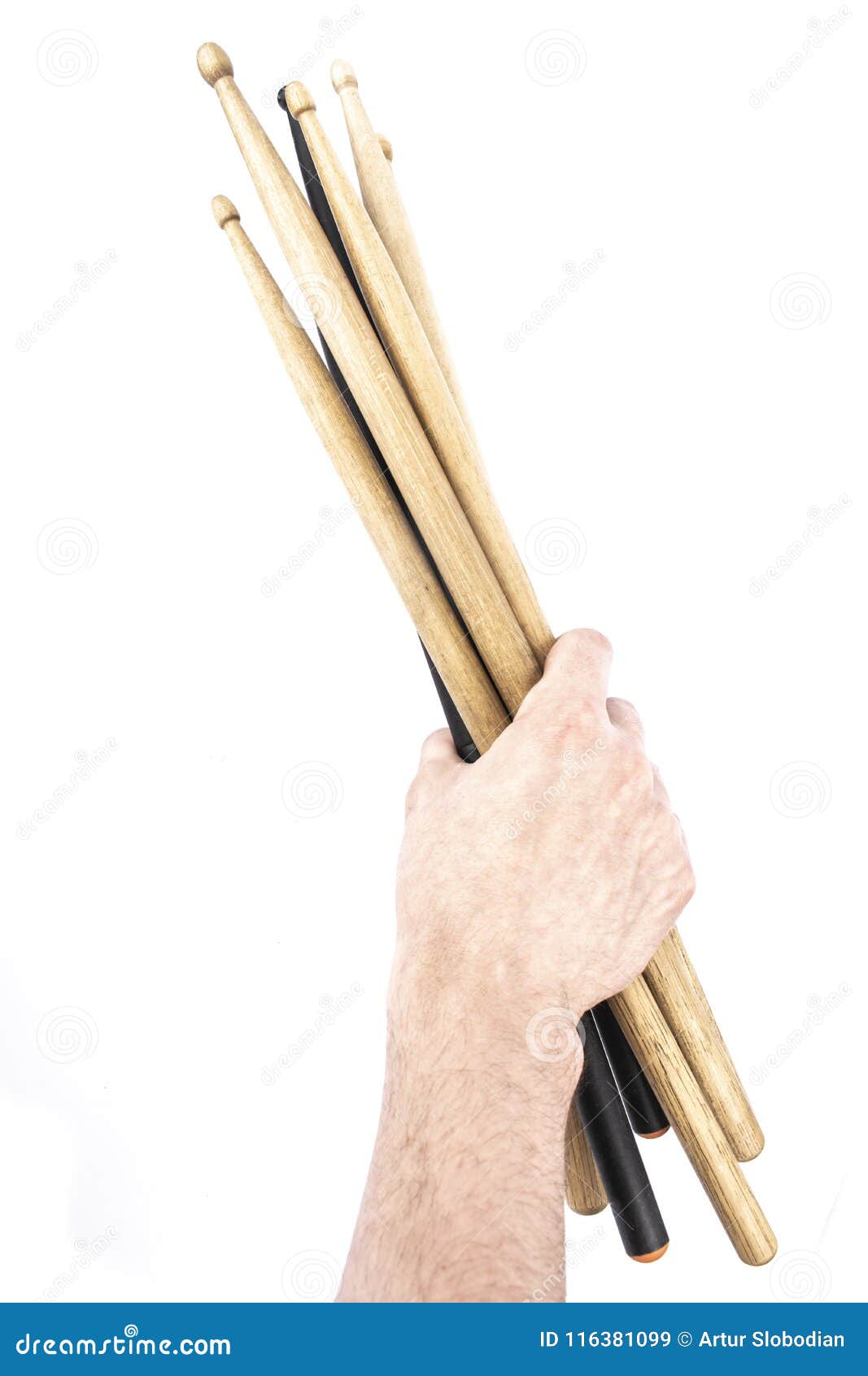 Drum Sticks in Hand Isolated on White Background Stock Image - Image of ...