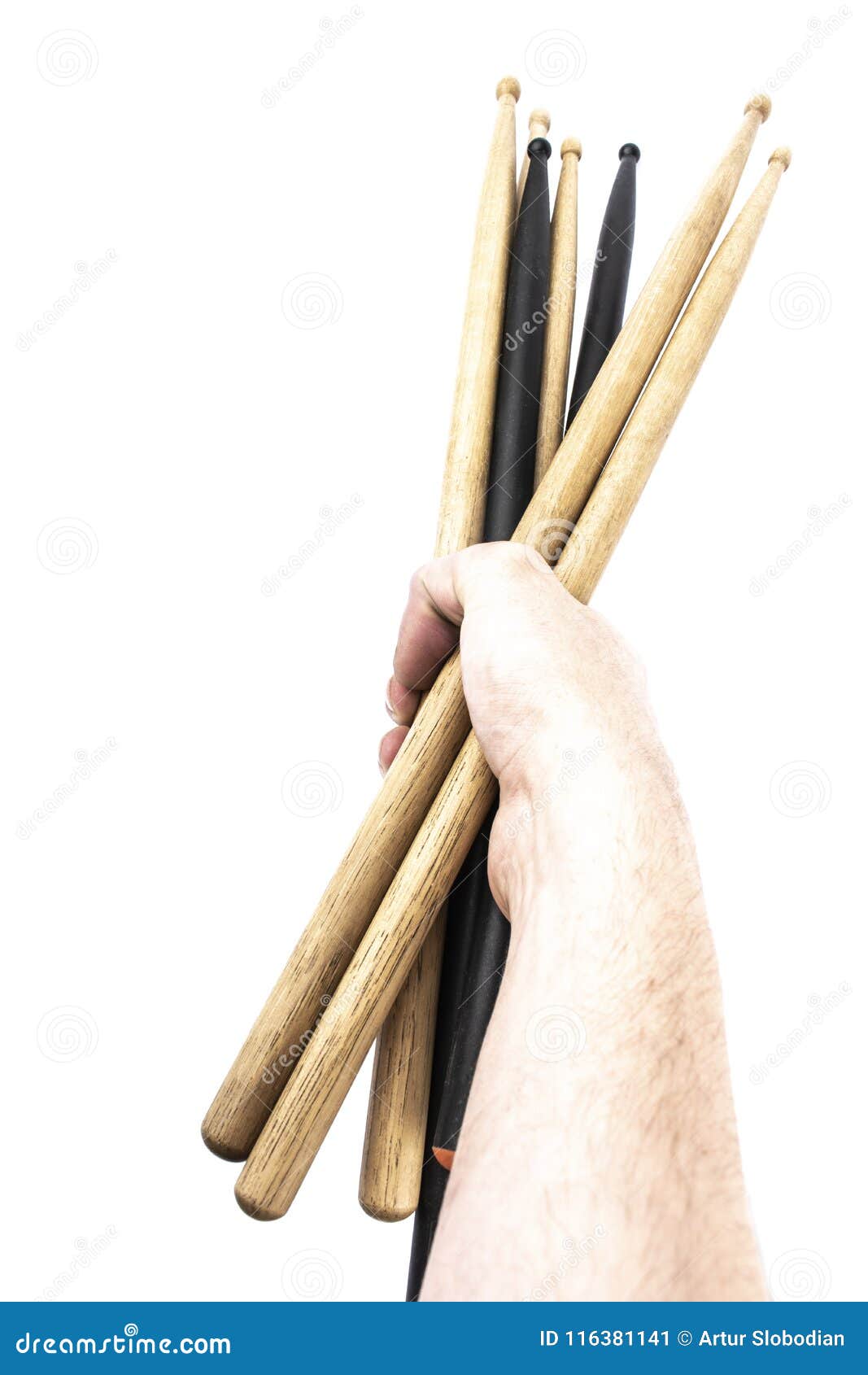 Drum Sticks in Hand Isolated on White Background Stock Image - Image of ...
