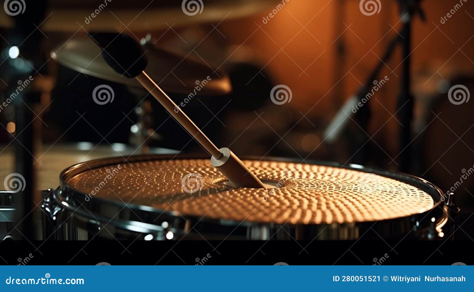 Drum Sticks Hit on the Snare Drum in Black Background Stock ...