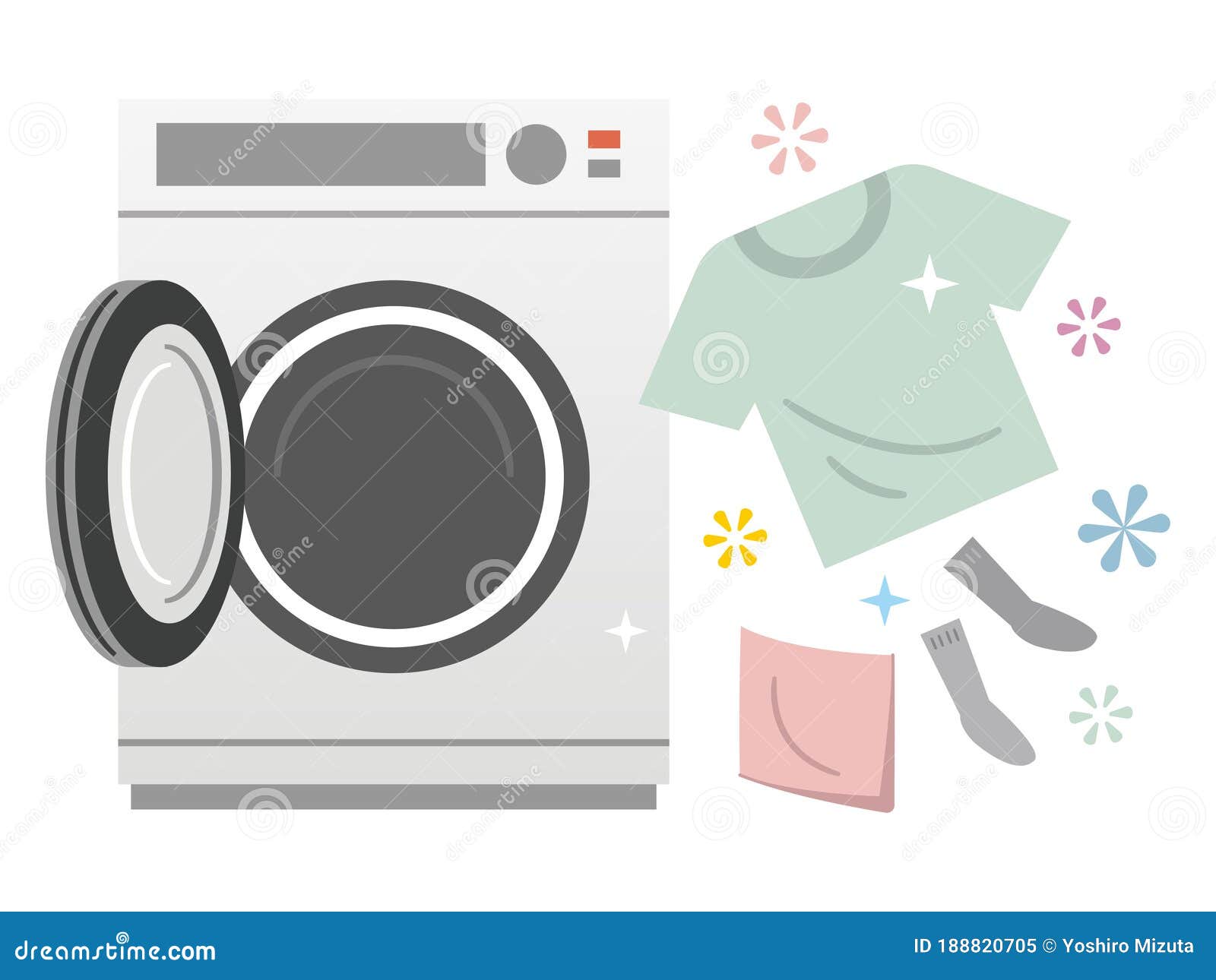 Drum Type Washing Machine and Laundry Stock Vector - Illustration of ...