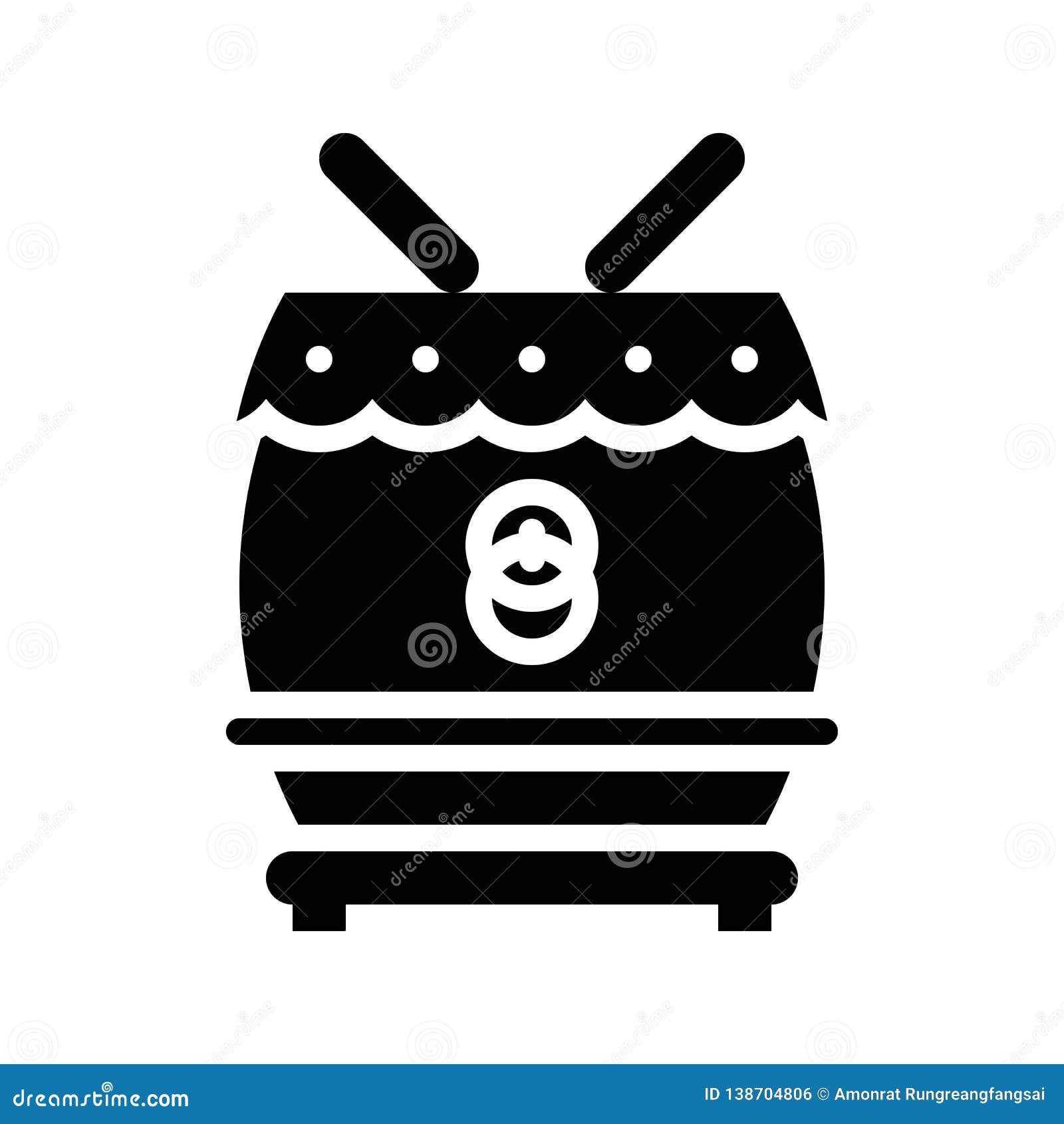 Drum Vector, Chinese Lunar New Year Solid Style Icon Stock Vector ...