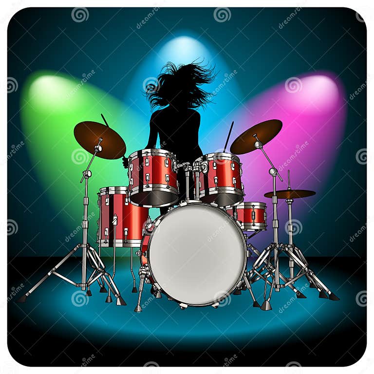 Drummer Stock Vector Illustration Of Girl Jazz Artistic 15617780