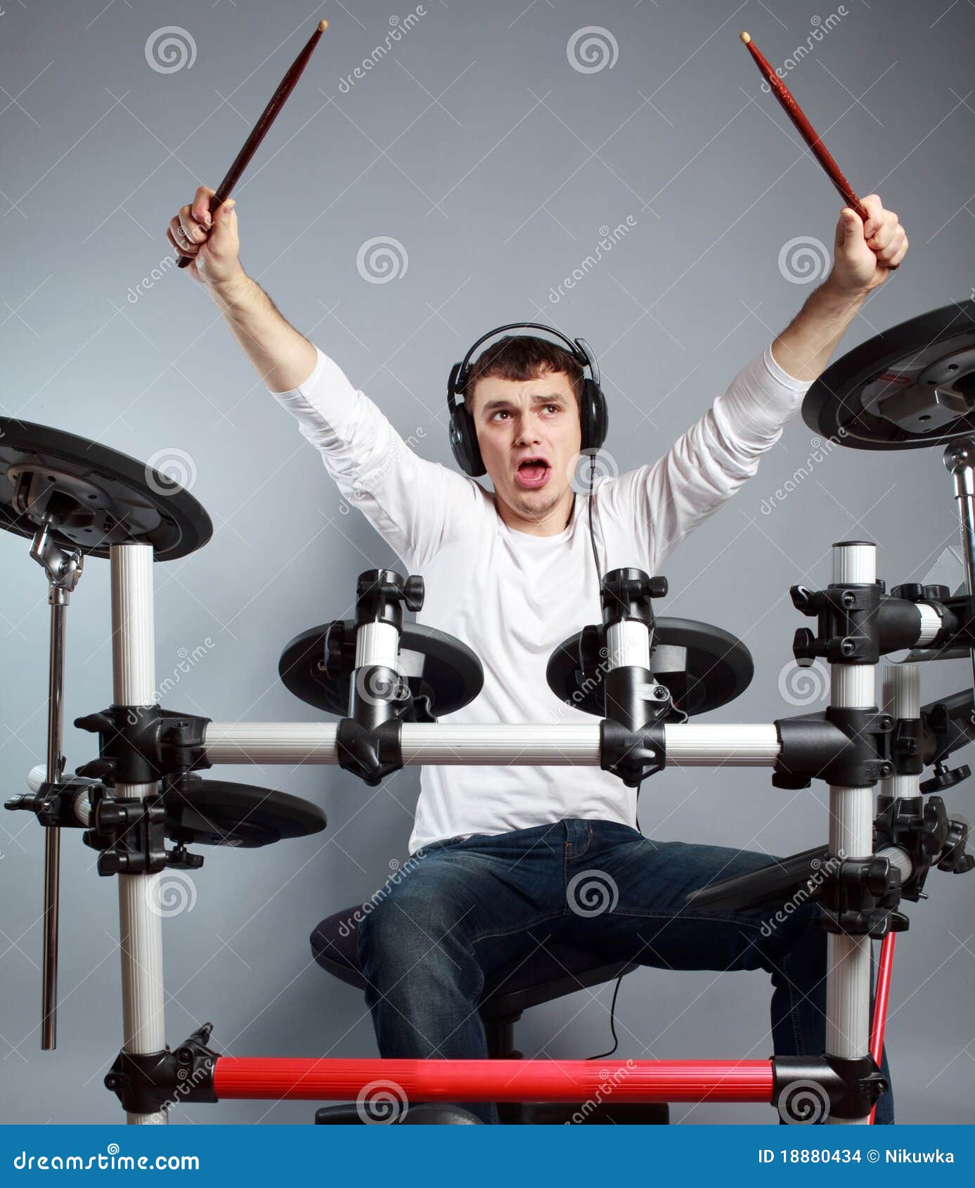 Drummer stock photo. Image of equipment, people, dark - 18880434