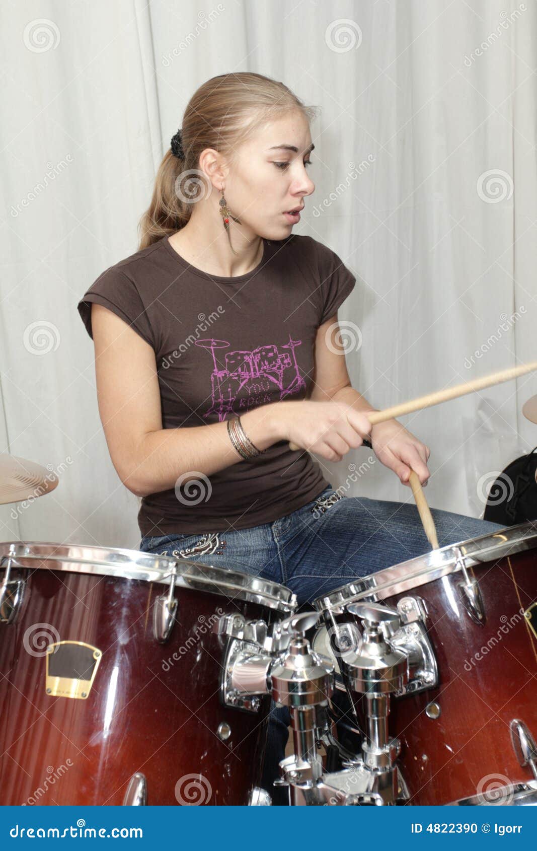 Drummer stock photo. Image of adult, female, portrait - 4822390