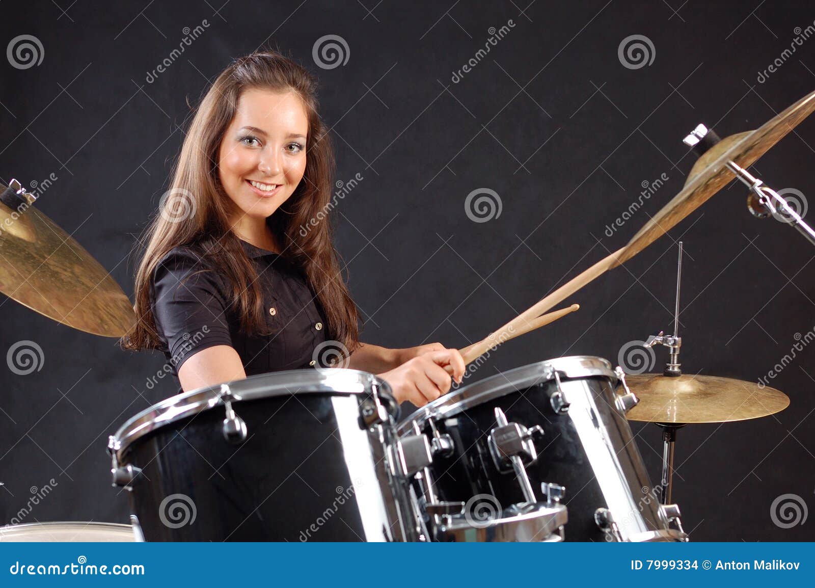 Drummer stock photo. Image of shirt, cheerful, girl, young - 7999334