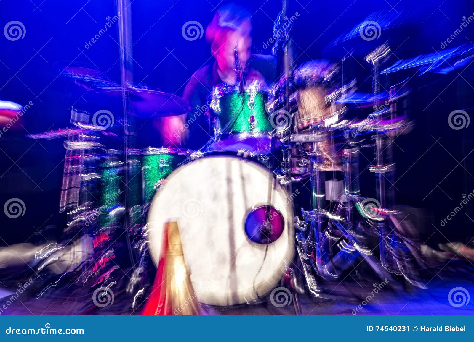 The Drummer In Action. Cose Up Process Play On A Musical Instrument ...