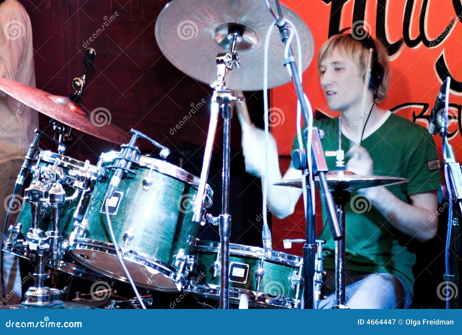 Drummer in blue light stock image. Image of drum, musical - 4664447