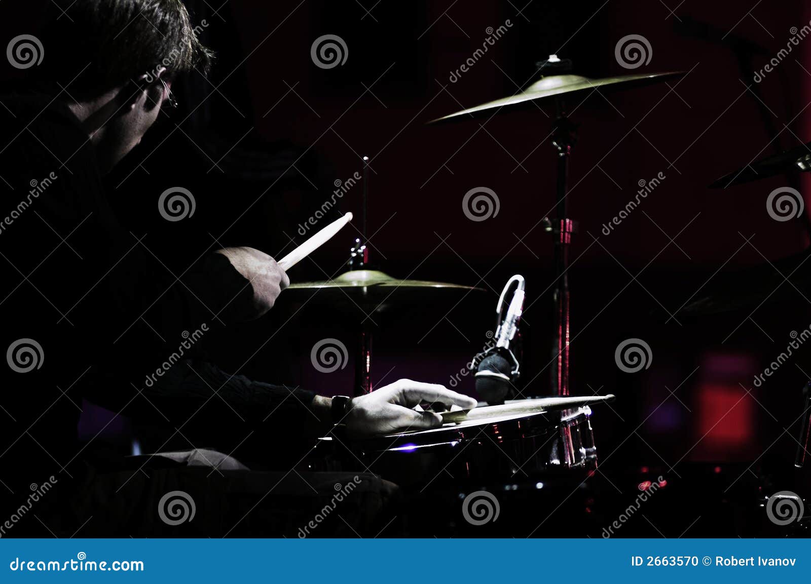 Drummer on concert stock photo. Image of rear, dark, musician - 2663570