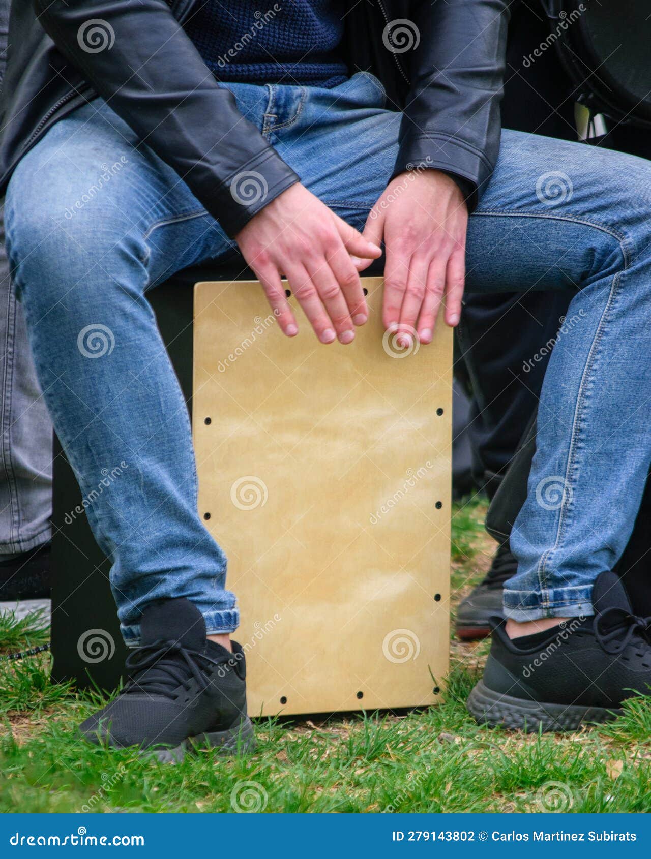 Drummer Hands Playing the Cajun Percussion Instrument Stock Photo ...