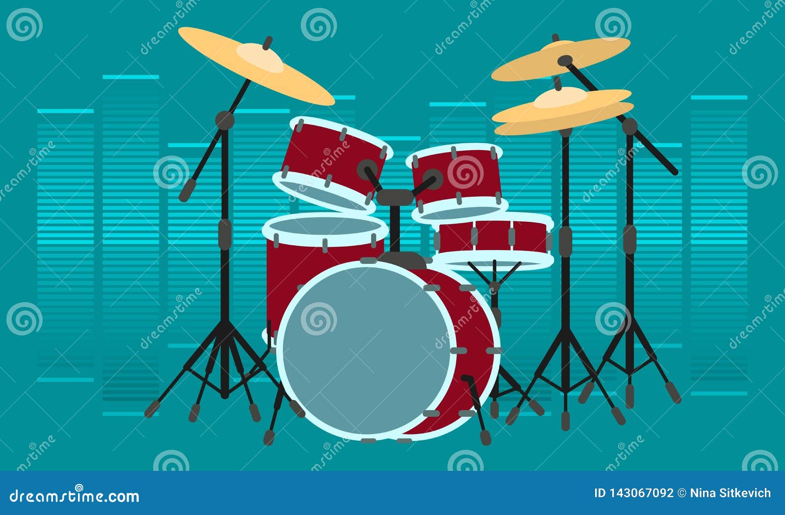 Drummer Instrument Concept Banner, Flat Style Stock Vector ...
