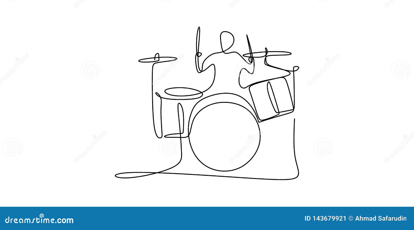 Drummer Jazz Player One Continuous Line Drawing Stock Vector ...