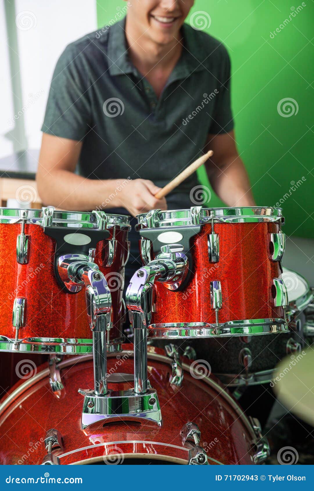 Drummer Performing in Recording Studio Stock Image - Image of indie ...