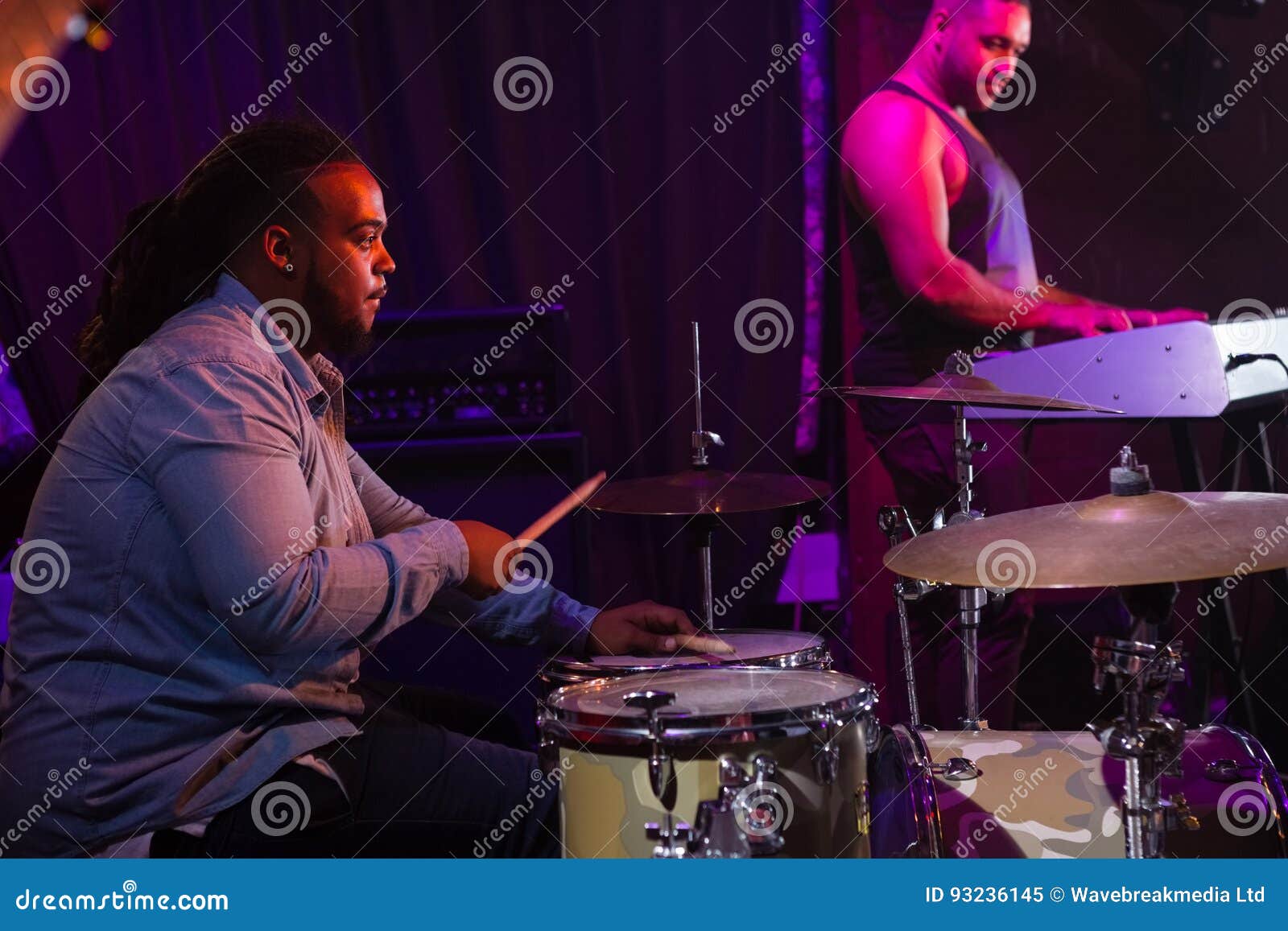Drummer Playing on Drum Set on Stage Stock Image - Image of artist ...