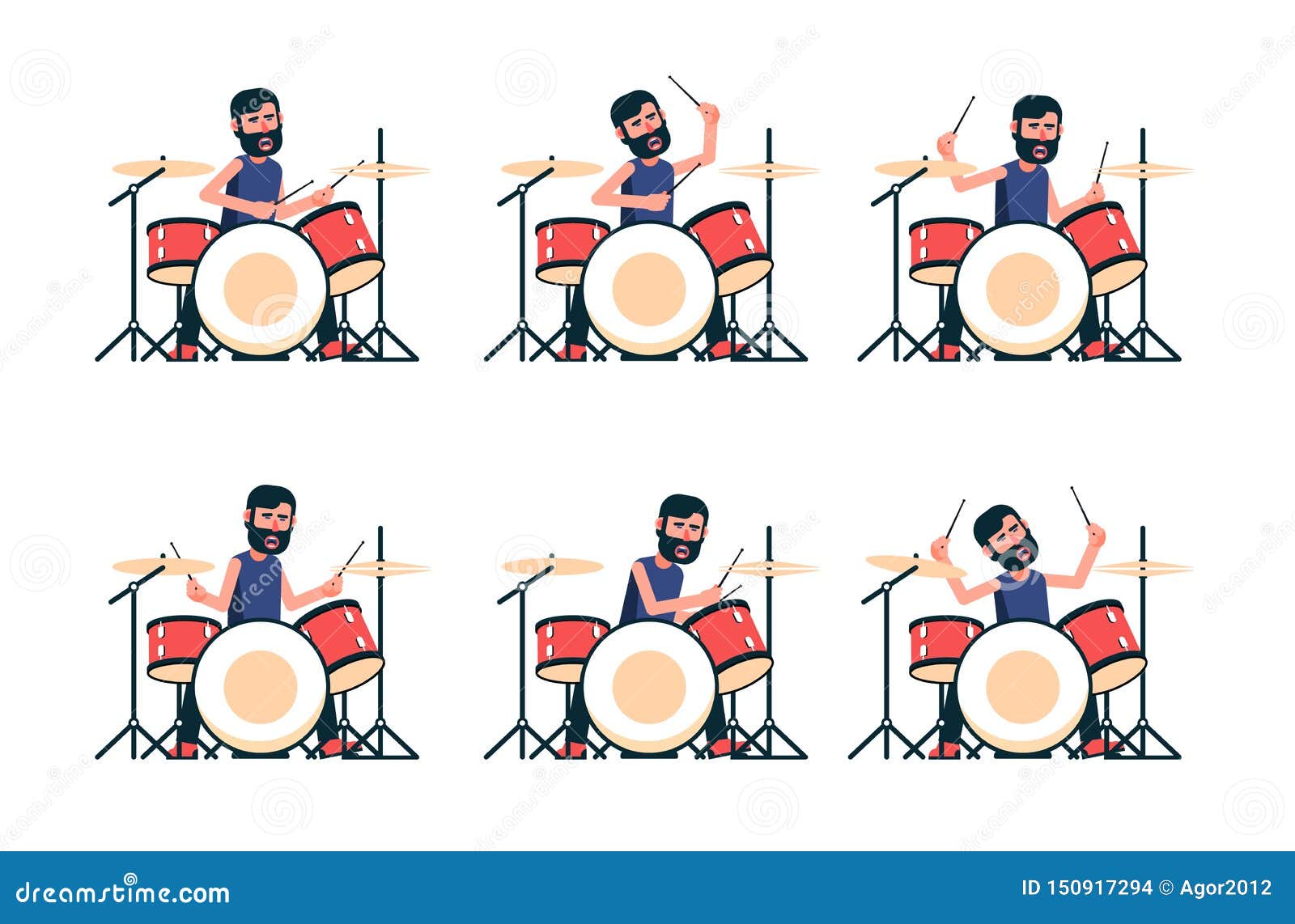 Drummer plays the drum set stock vector. Illustration of drummer ...
