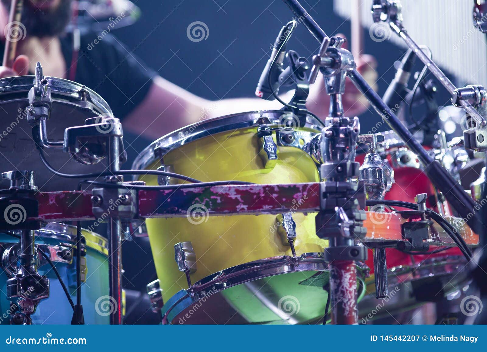 Drummer on Stage during Concert Stock Image - Image of male, artist ...