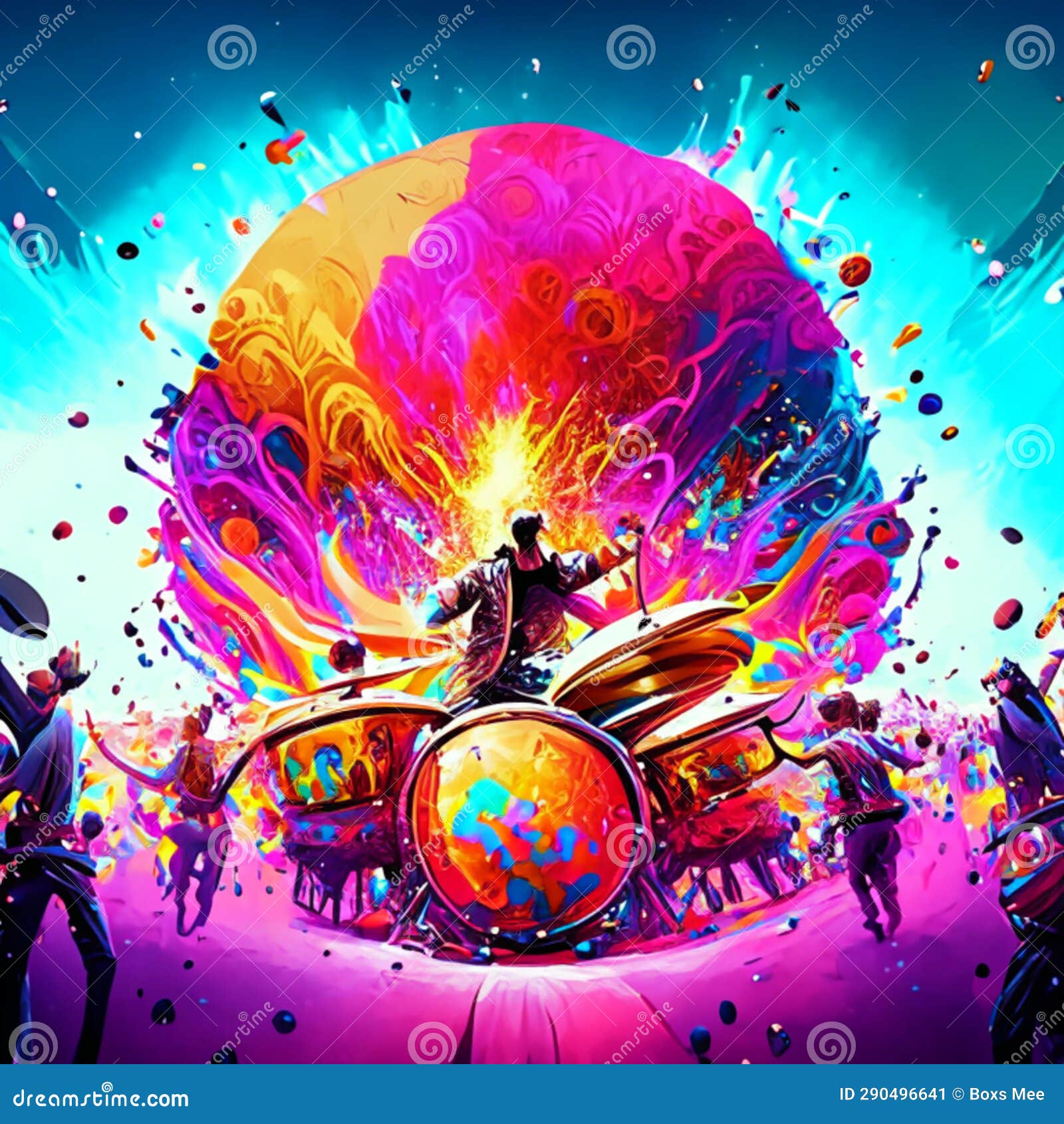 Drummers Playing on a Musical Instrument. 3D Rendering Stock ...