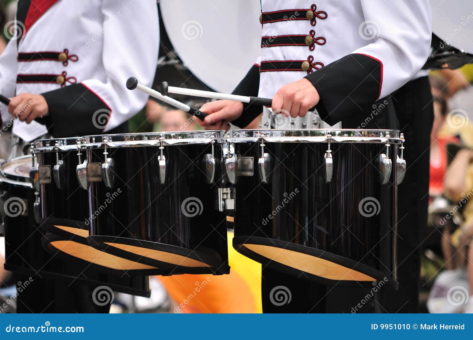 Drummers Playing Tenor Drums in Parade Stock Photo - Image of quad ...
