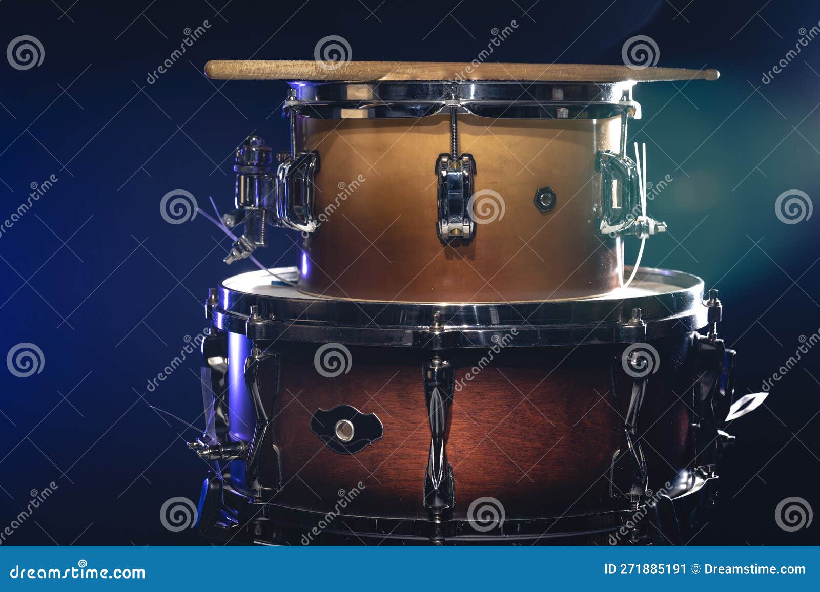 Drums on a Dark Background Isolated, Percussion Instruments. Stock ...