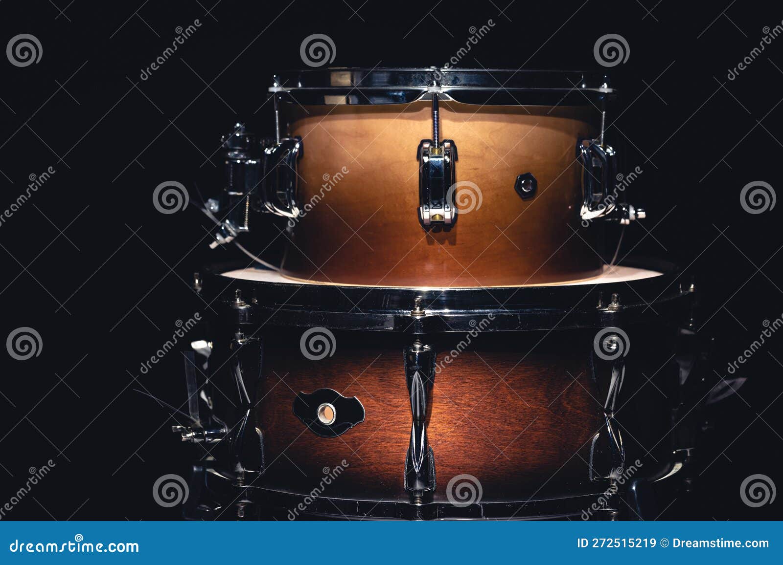 Drums on a Dark Background Isolated, Percussion Instruments. Stock ...