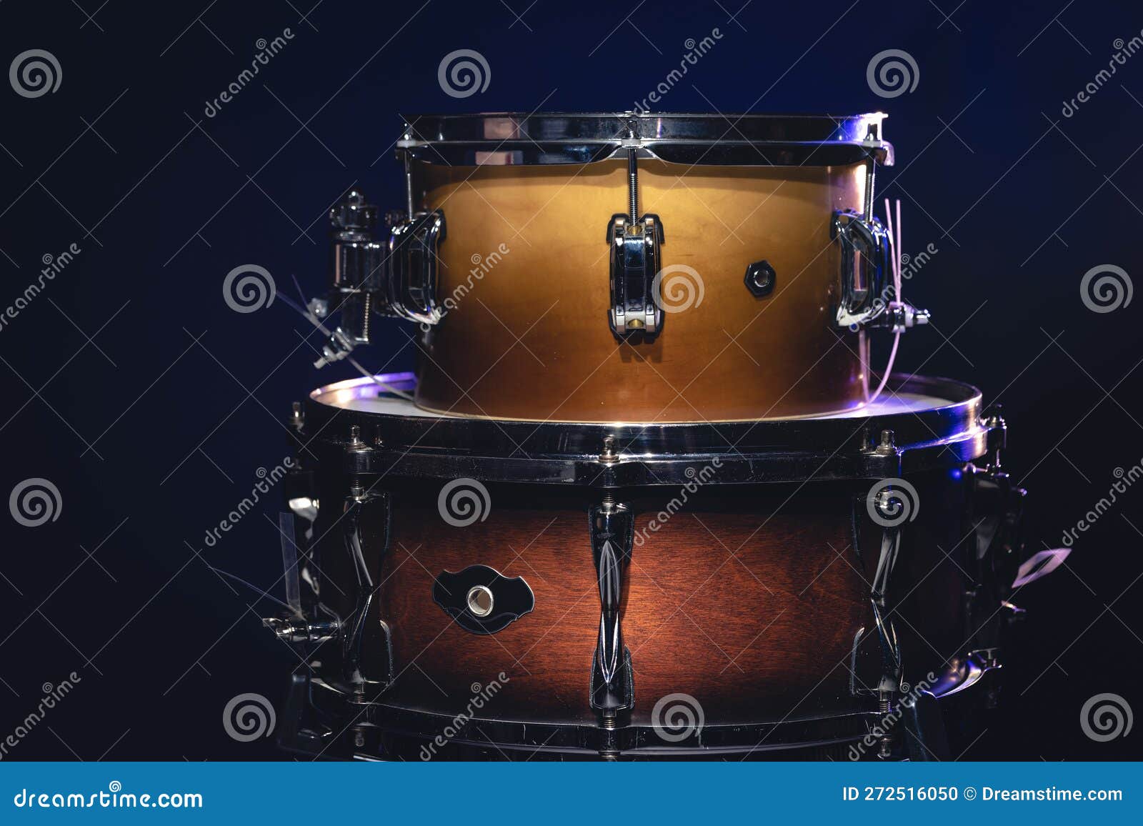 Drums on a Dark Background Isolated, Percussion Instruments. Stock ...