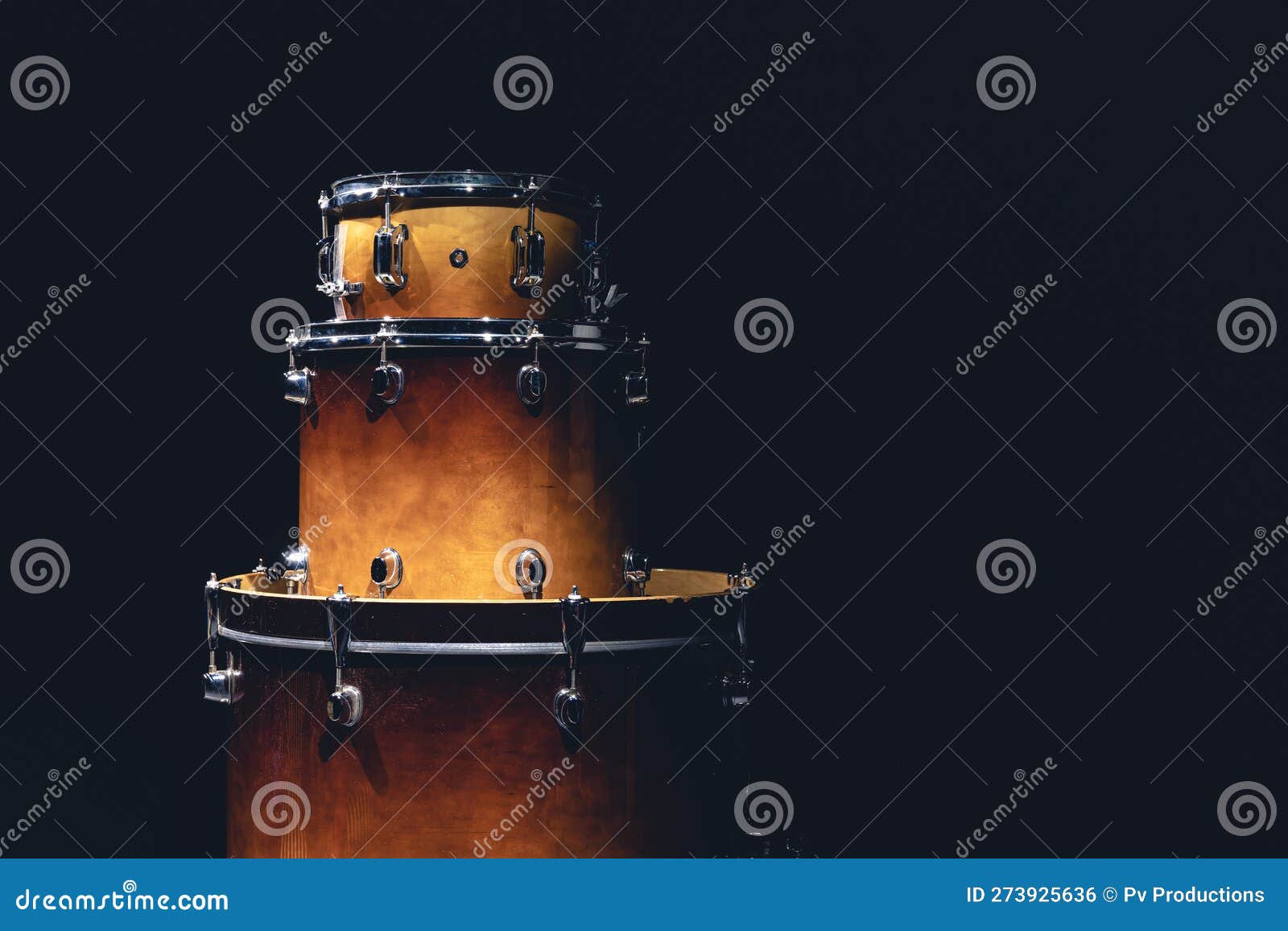 Drums on a Dark Background , Percussion Instruments. Stock Photo ...