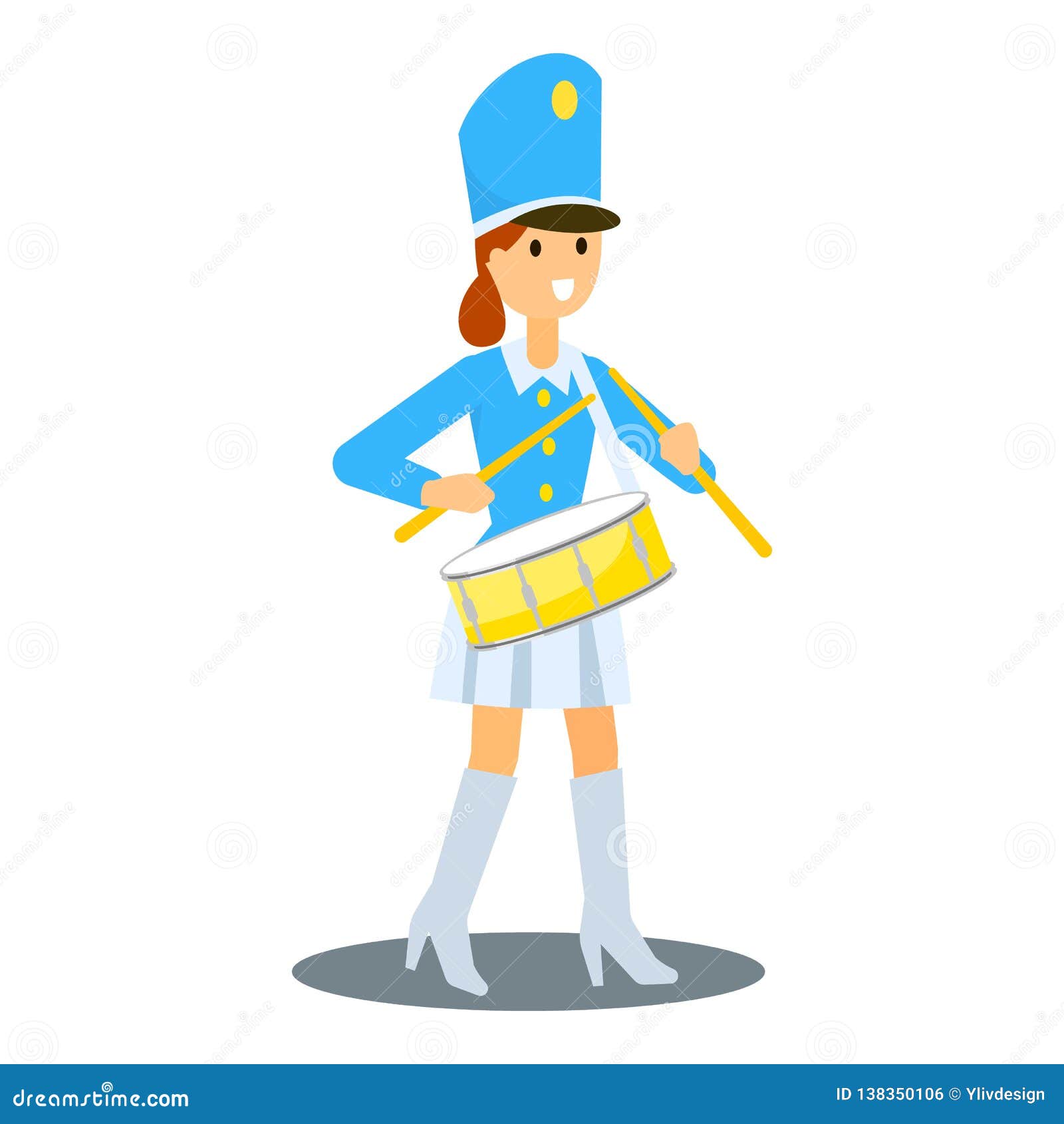 Drums Girl Icon, Flat Style Stock Vector - Illustration of concert ...