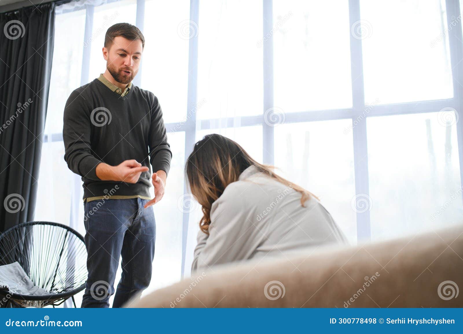 Drunk and Aggressive Boyfriend Yelling at His Girlfriend Stock Photo ...