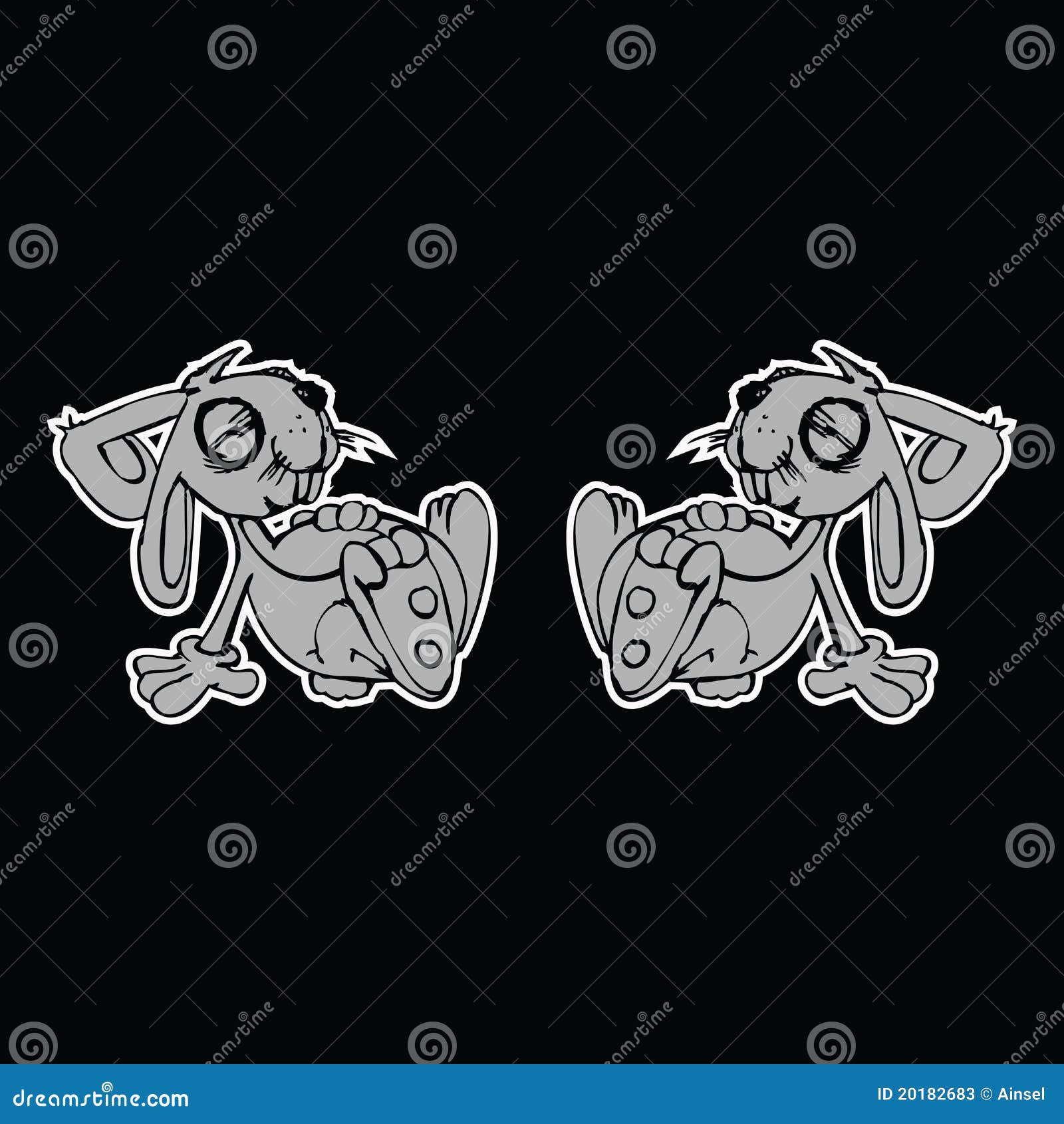 Drunk Bunny Illustration On Black Background Cartoon Vector ...