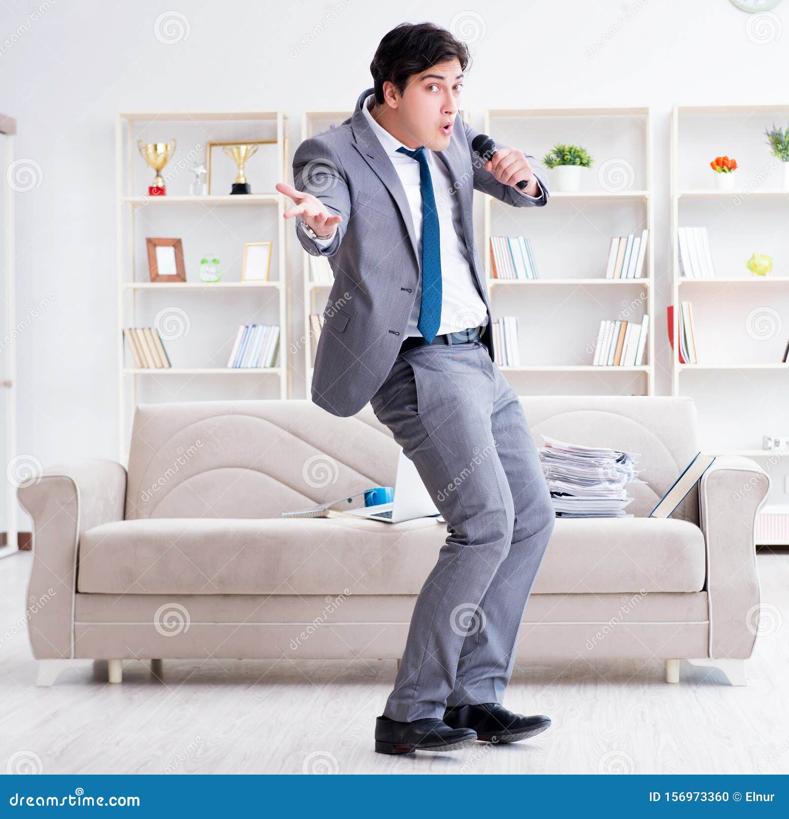 Drunk Businessman Celebrating in the Office Stock Photo - Image of ...