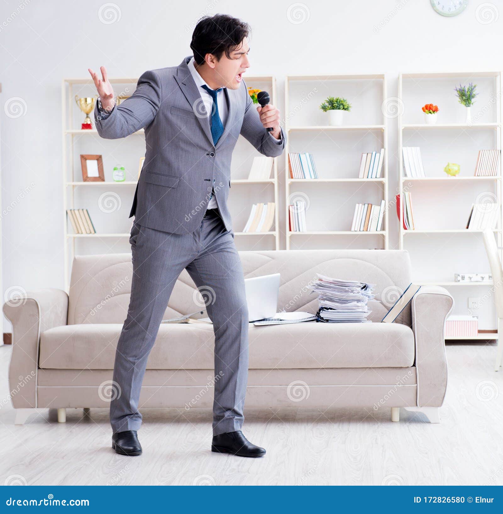 Drunk Businessman Celebrating in the Office Stock Photo - Image of ...