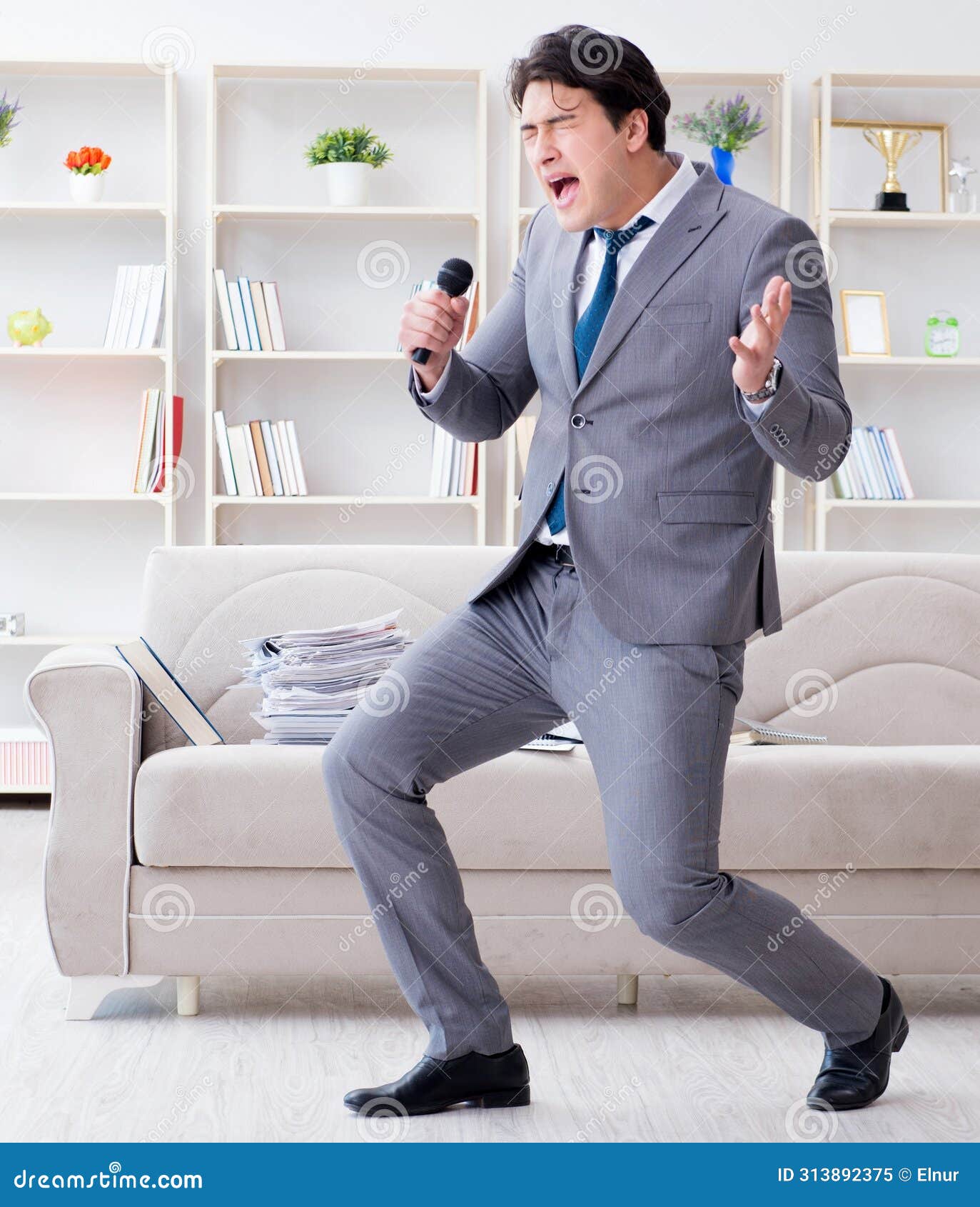 Drunk Businessman Celebrating in the Office Stock Image - Image of ...