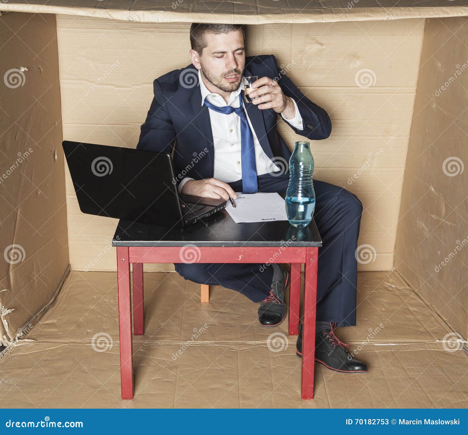 Drunk Businessman Sitting in the Office Stock Image - Image of habits ...