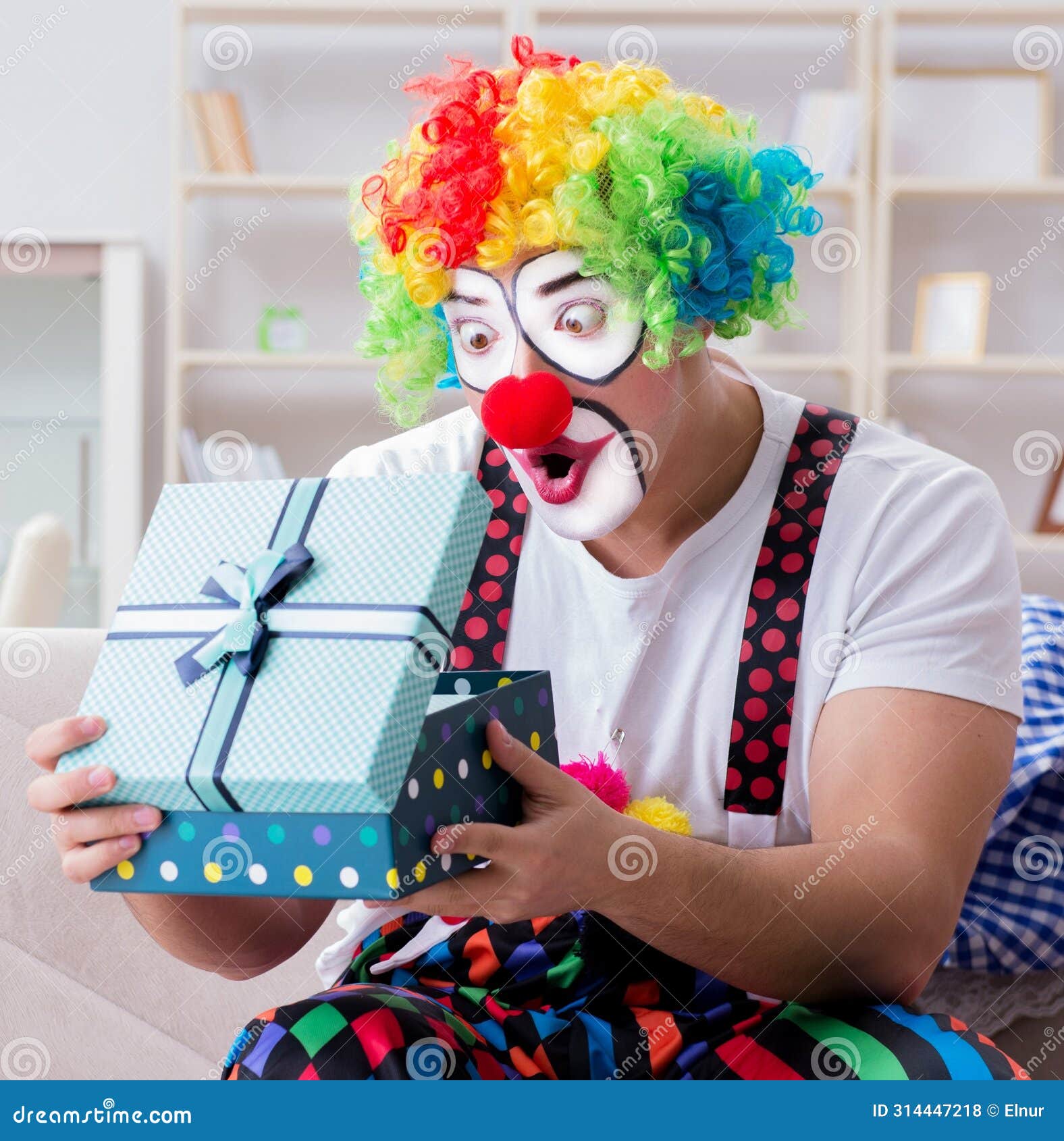 Drunk Clown Celebrating Having a Party at Home Stock Photo - Image of ...