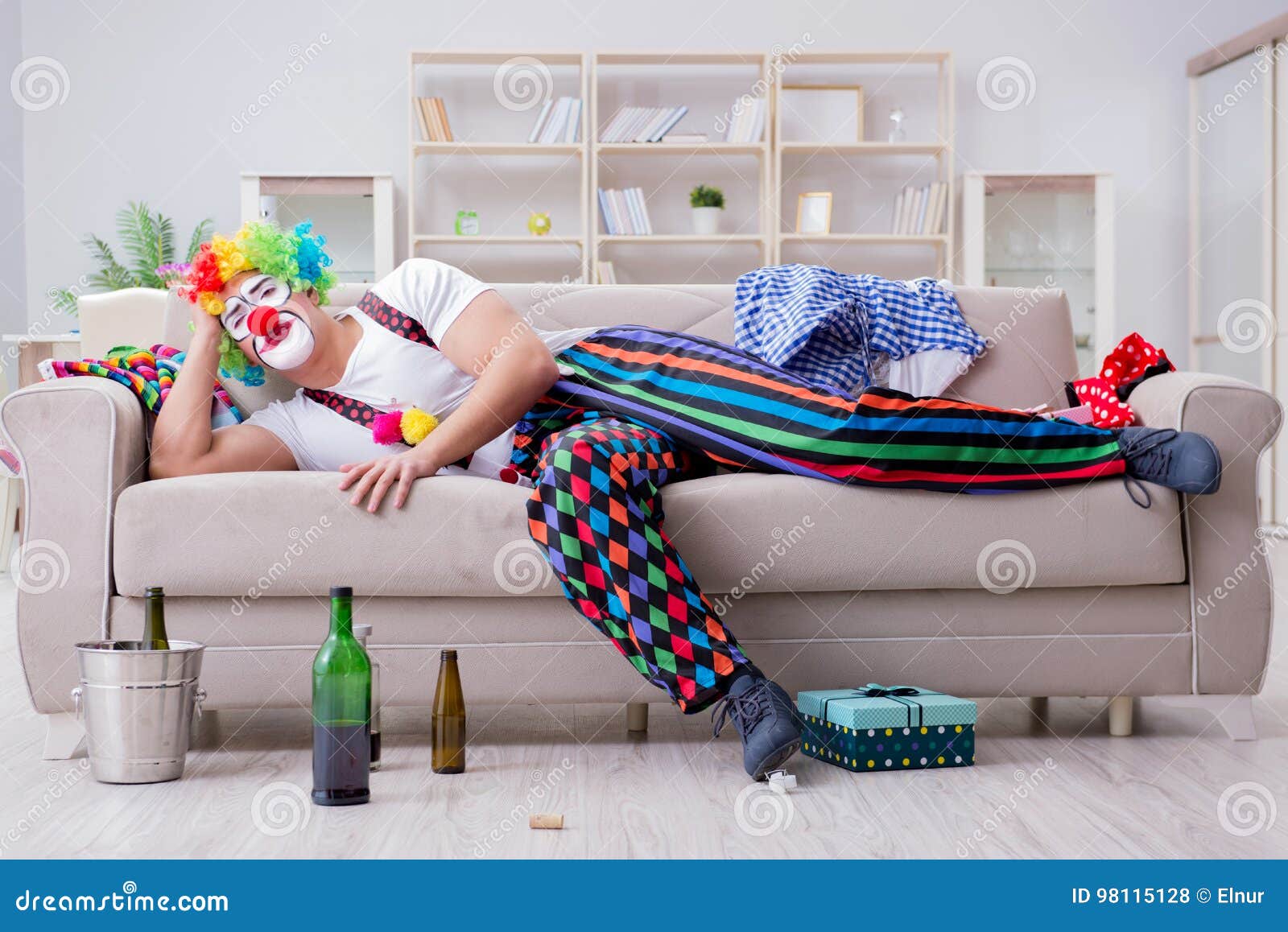 The Drunk Clown Celebrating Having a Party at Home Stock Photo - Image ...