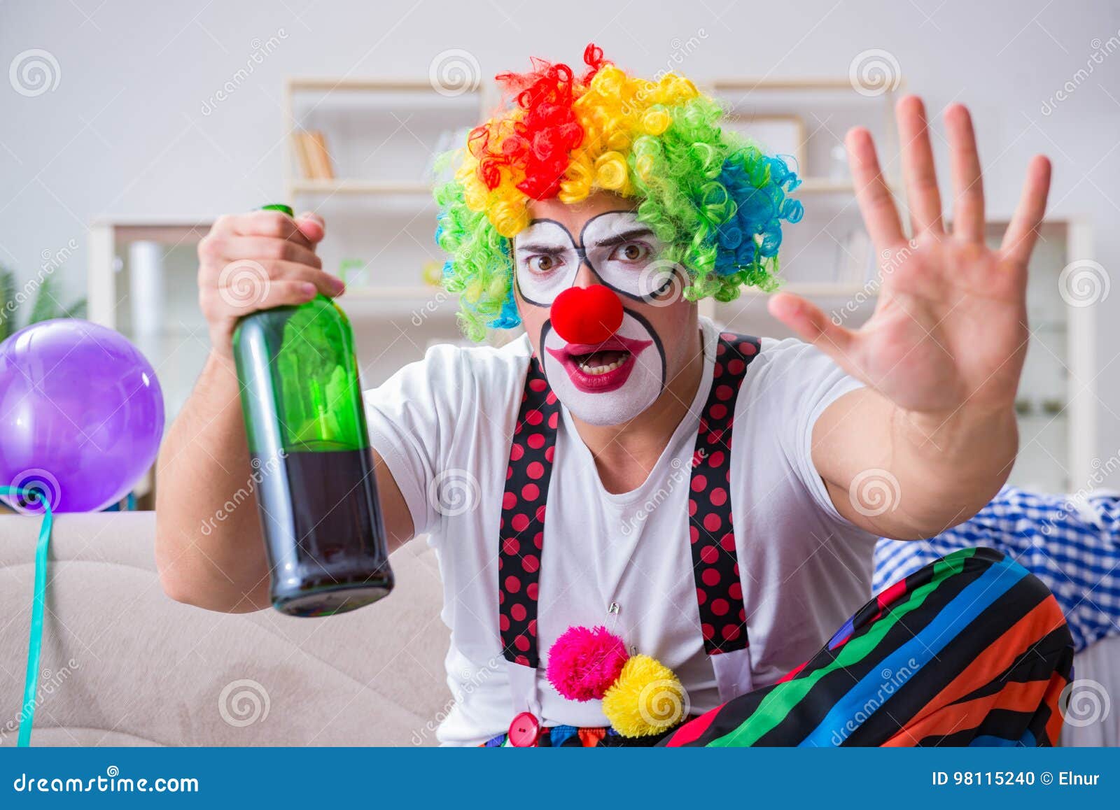 The Drunk Clown Celebrating Having a Party at Home Stock Photo - Image ...