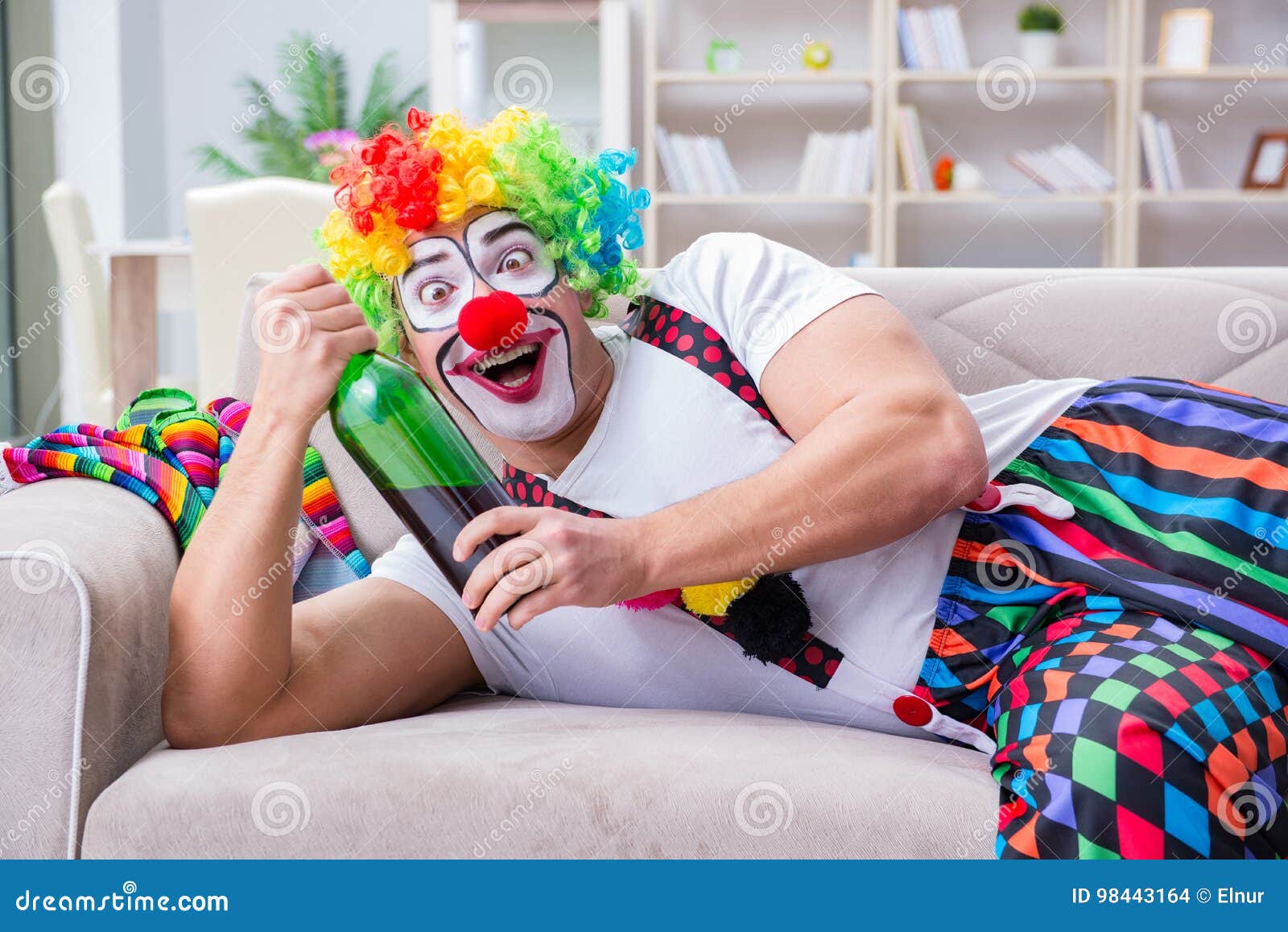 The Drunk Clown Celebrating Having a Party at Home Stock Photo - Image ...