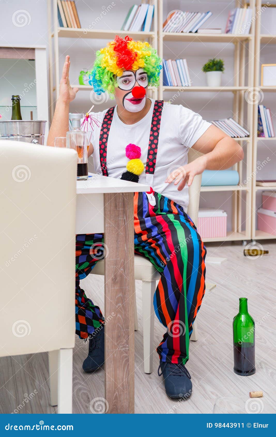 The Drunk Clown Celebrating Having a Party at Home Stock Image - Image ...