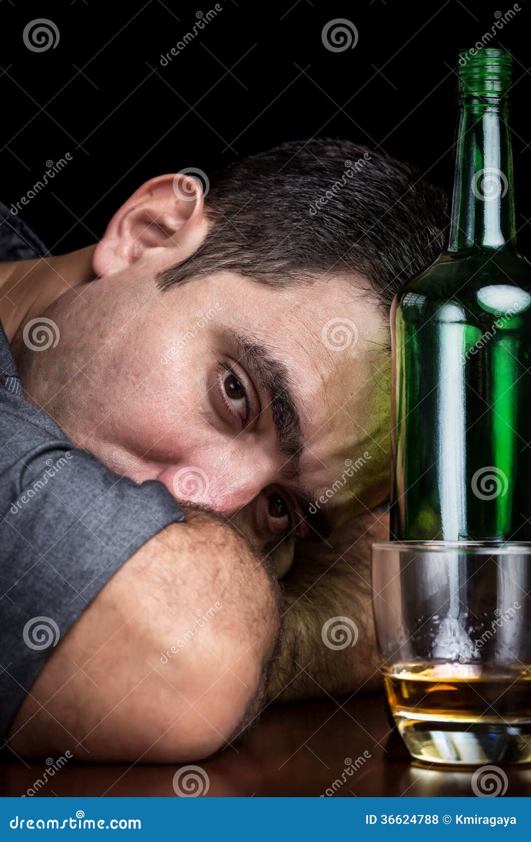 Drunk and Depressed Man Drinking Alone Stock Photo - Image of despair ...