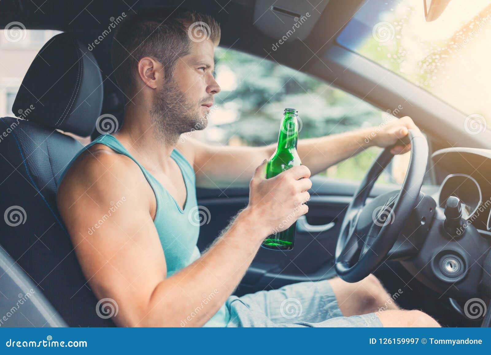 Drunk Driver Behind the Steering Wheel of a Car Stock Image - Image of ...