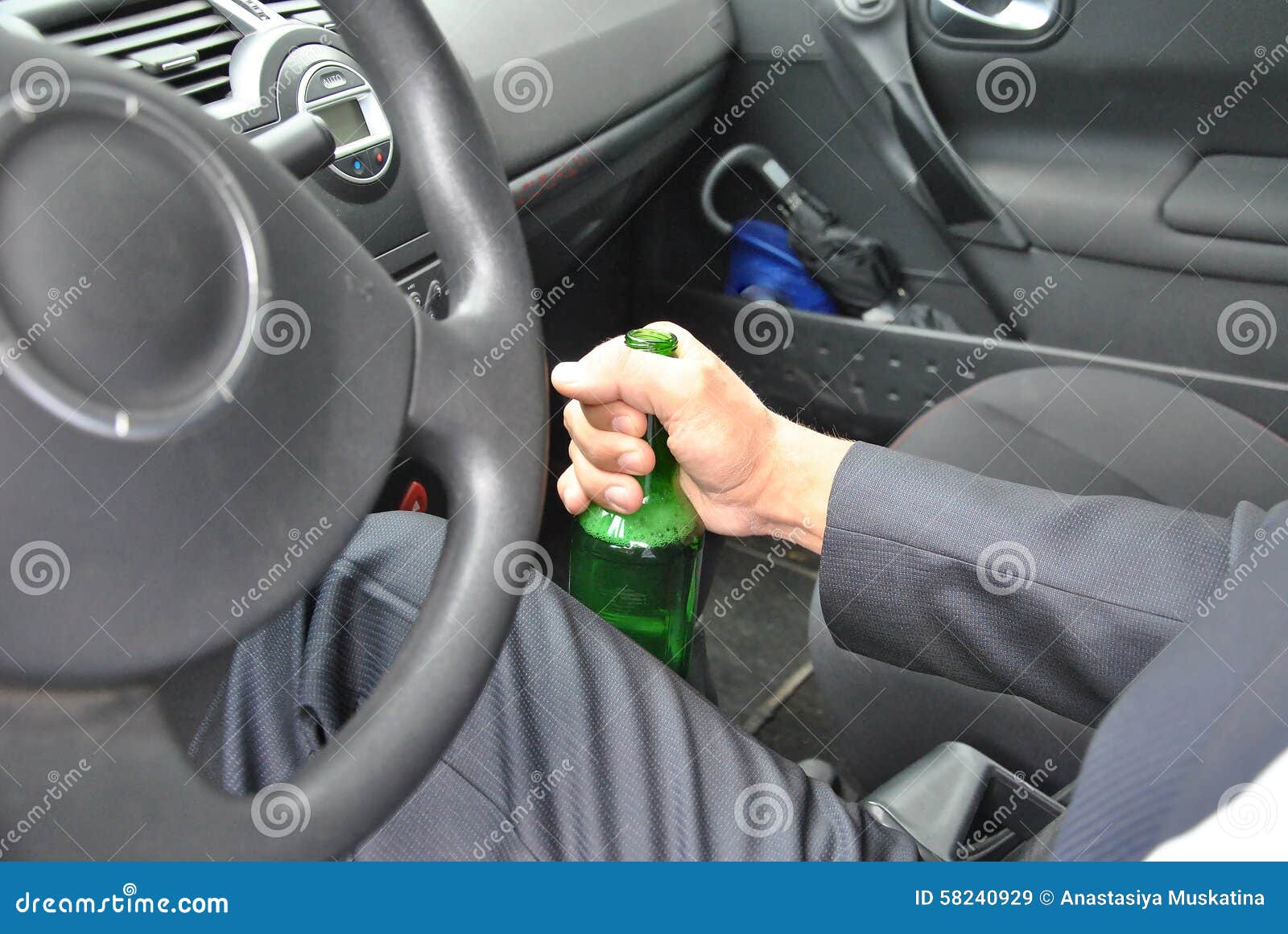 Drunk driver with bottle stock image. Image of beer, alkoholic - 58240929