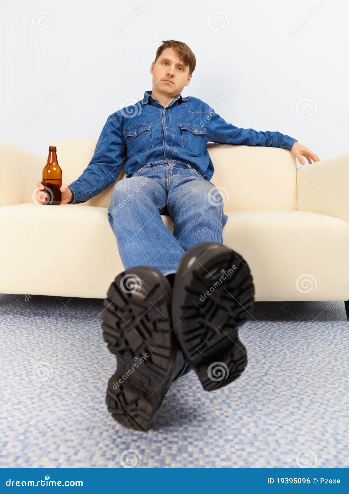 Drunk Dude Sprawled on Couch Stock Photo - Image of house, blue: 19395096