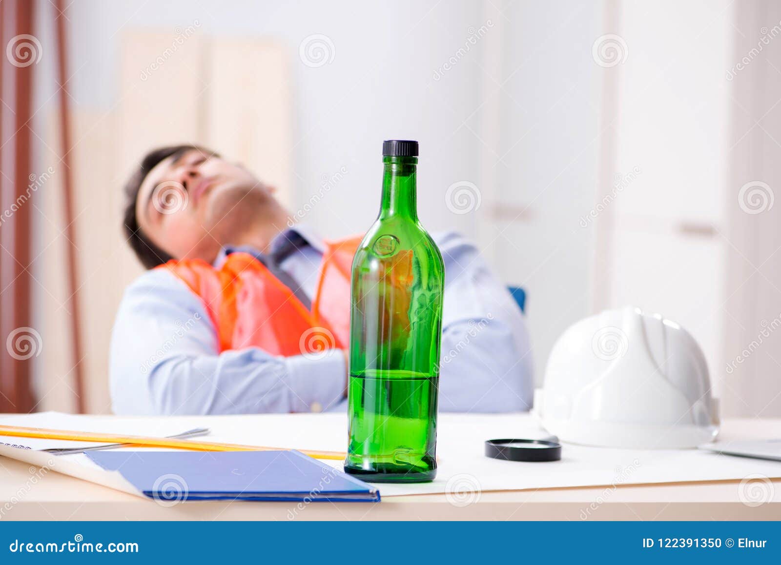 The Drunk Engineer Working in the Workshop Stock Photo - Image of ...