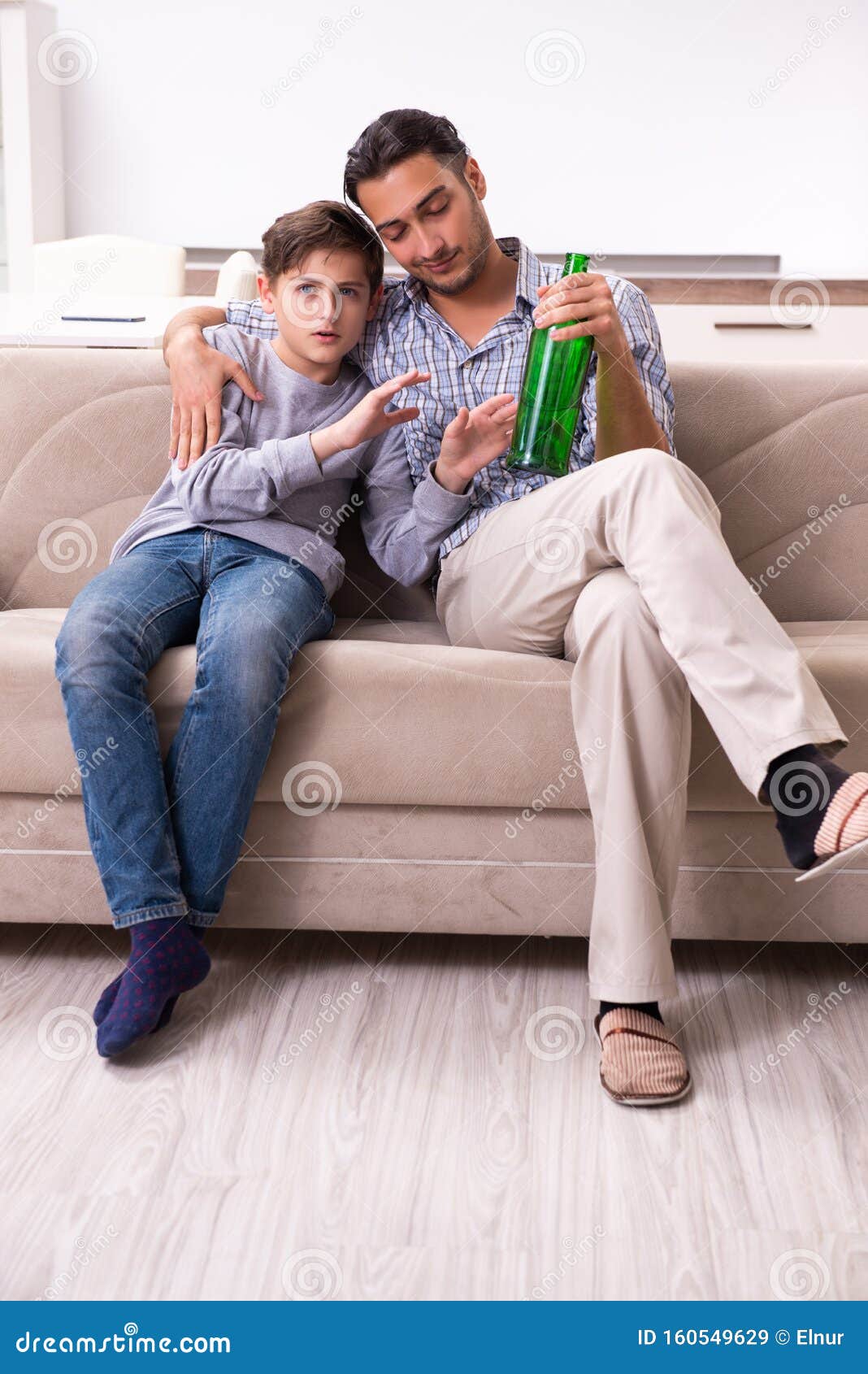 Drunk father and his son stock image. Image of chronic - 160549629
