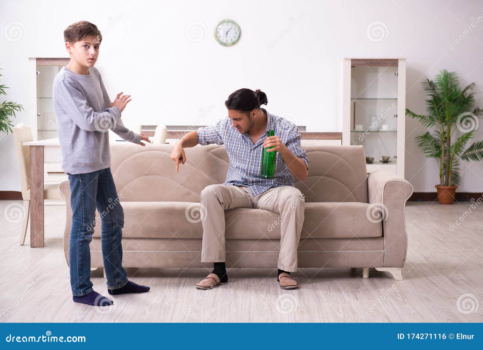 Drunk father and his son stock photo. Image of father - 174271116