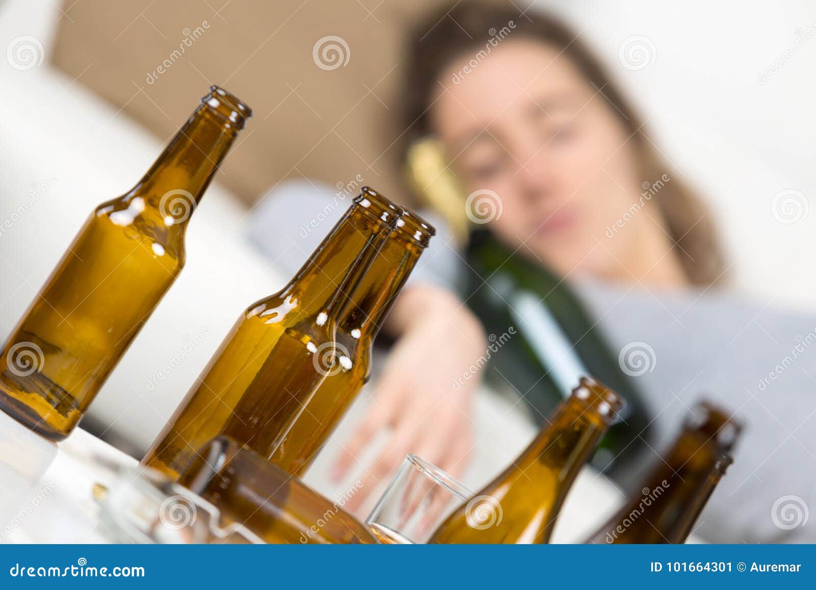 Drunk Girl Holding Bottle Alcohol Stock Image Image Of Female Alcoholism 101664301
