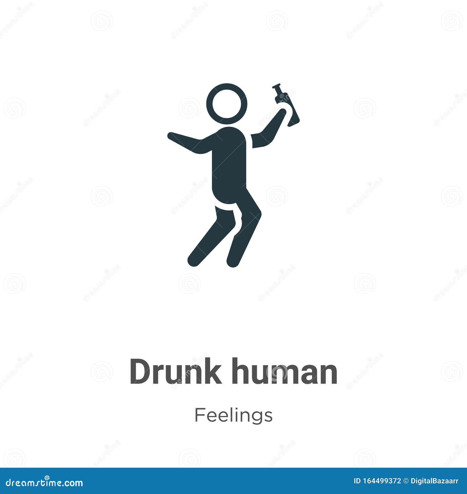 Drunk Human Vector Icon on White Background. Flat Vector Drunk Human ...